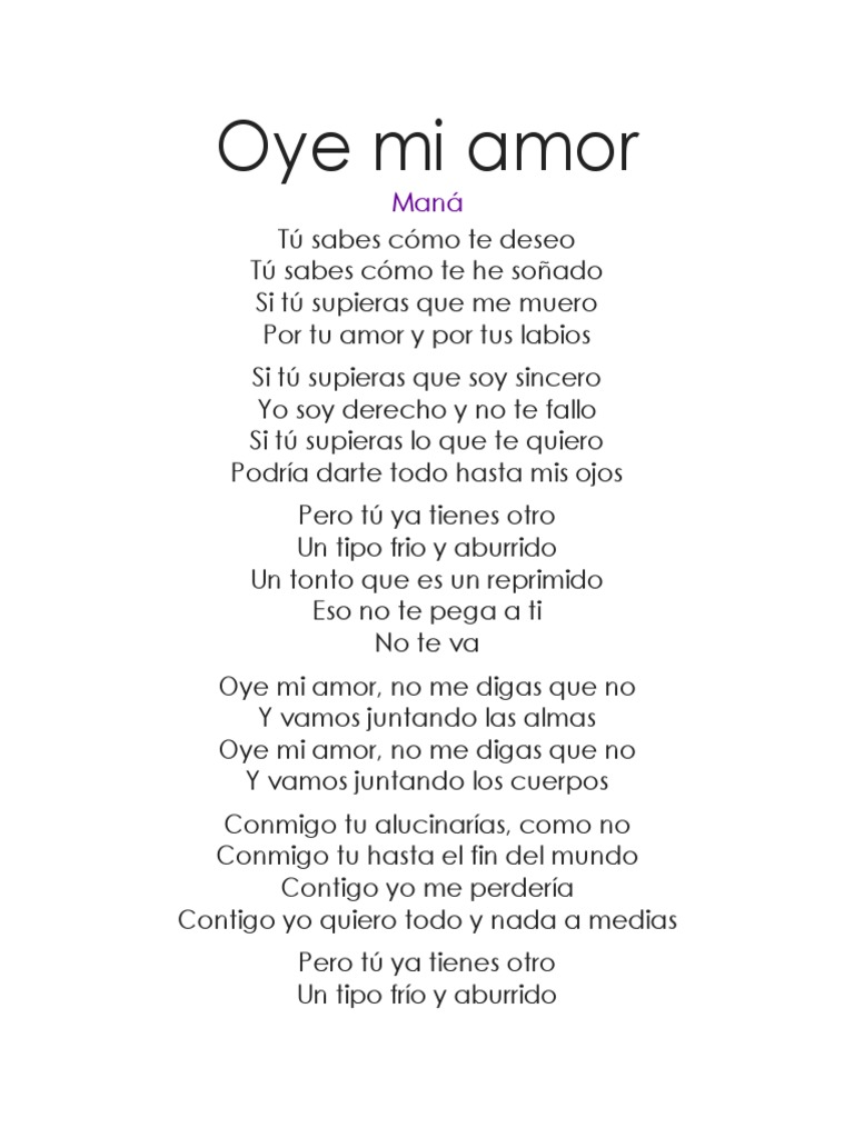 Oye Mi Amor | PDF