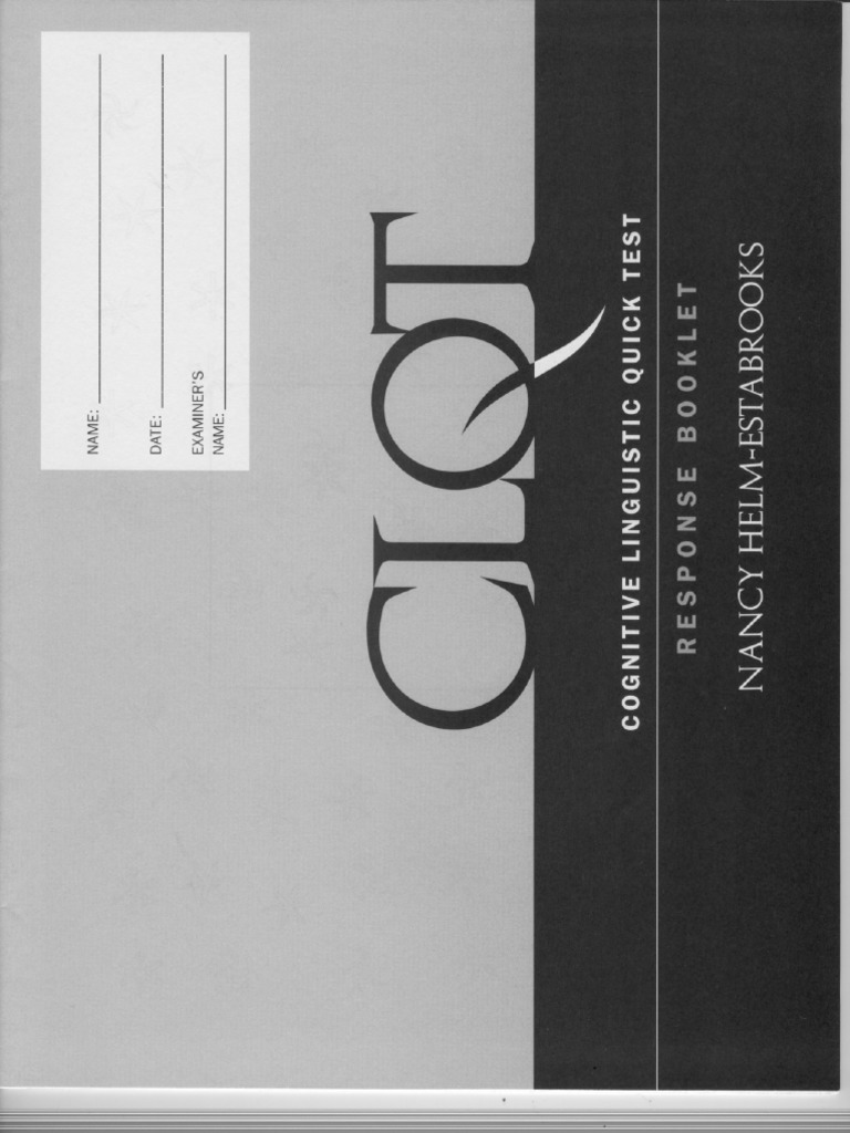 CLQT Response Booklet | PDF