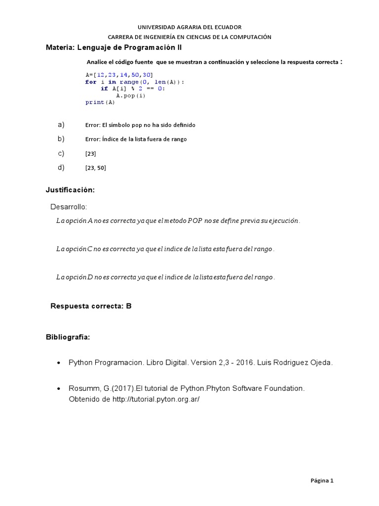 Reactivos Programacion II | PDF | Python (lenguaje de programación ...