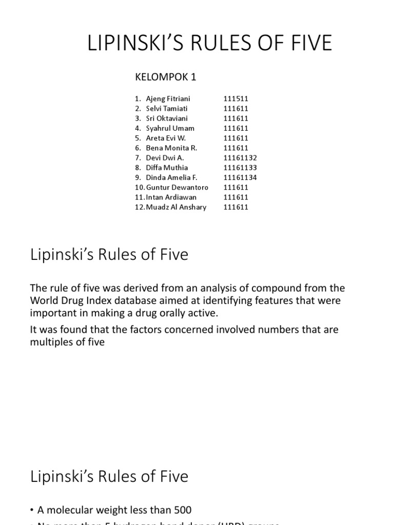 Lipinski's Rules of Five | PDF | Molecules | Atomic