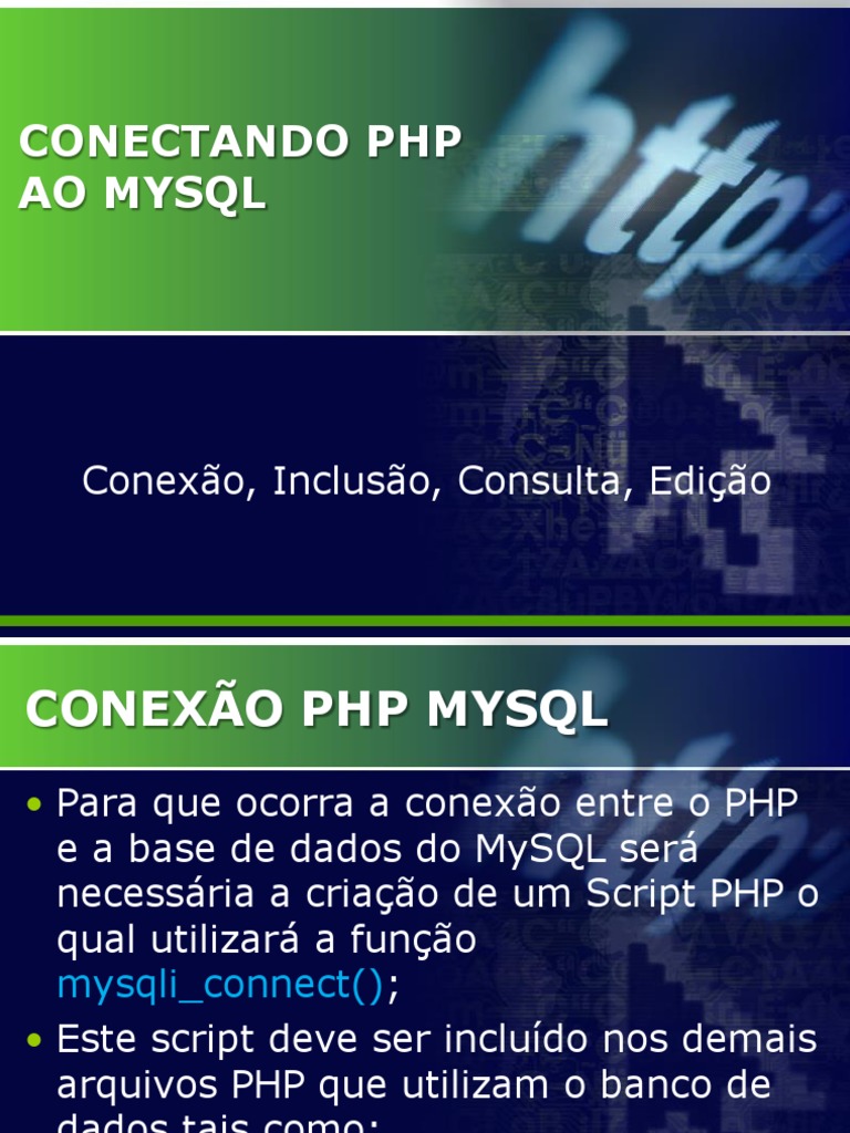 Conexão PHP + mySQL PDF | PDF | Php | SQL