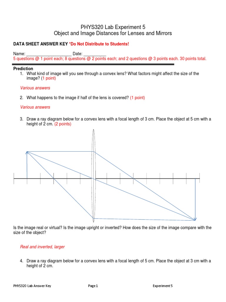 Physics Lab - Detailed - Answer Key | PDF | Optics | Atomic