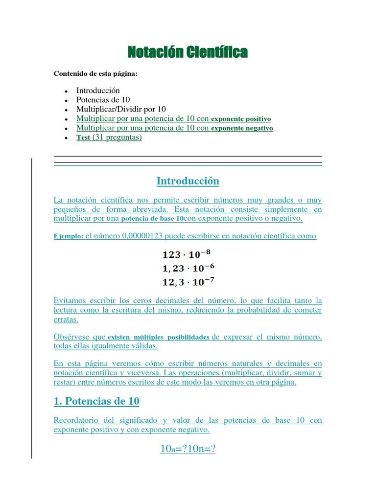 Notacion Cientifica | PDF | Exponenciación | Multiplicación