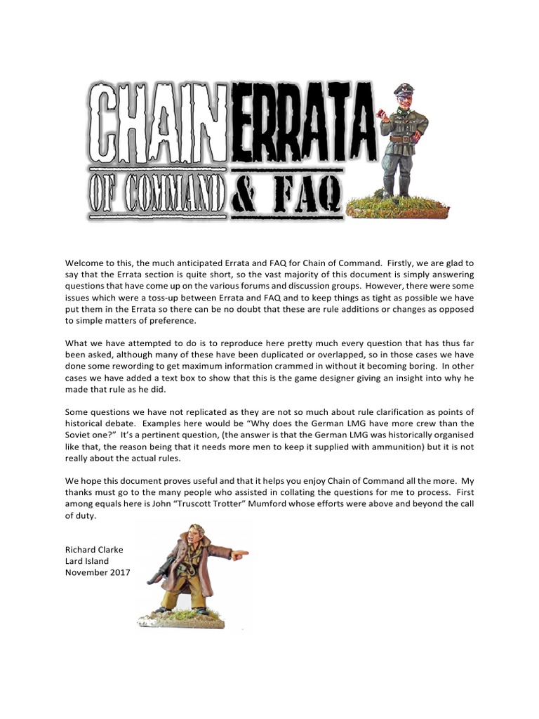 Chain of Command Rules Errata and FAQ | PDF | Anti Tank Warfare | Tanks
