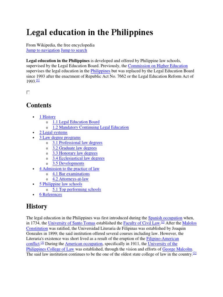 Legal Education in The Philippines | PDF | Legal Education | Juris Doctor