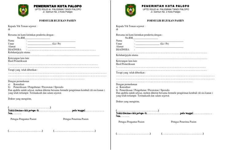 Formulir Rujukan Pasien | PDF