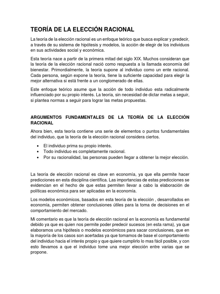 Teoría de Elección Racional | PDF
