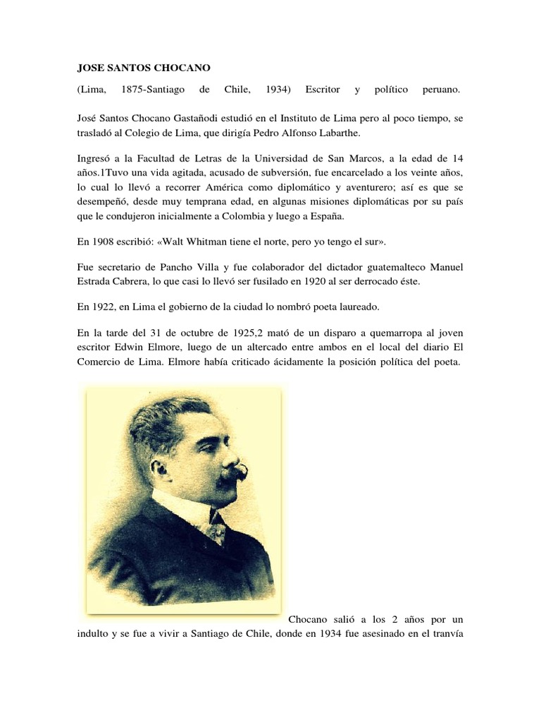 José Santos Chocano | PDF | Poesía