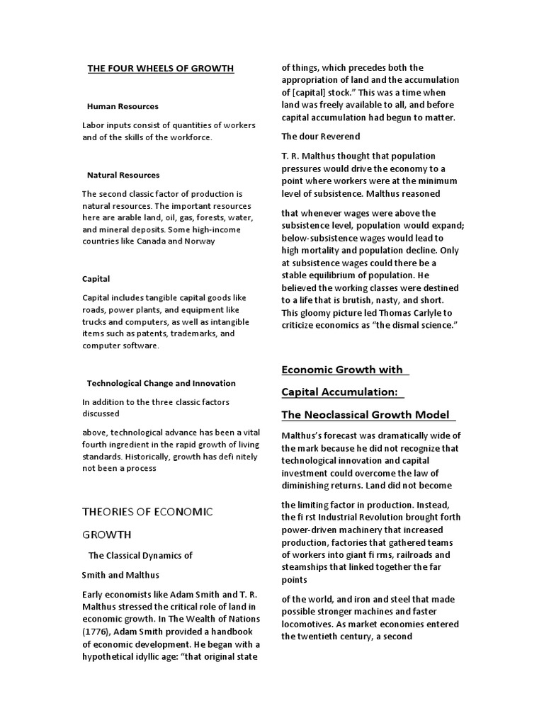 The Four Wheels of Growth | PDF | Economic Growth | Factors Of Production