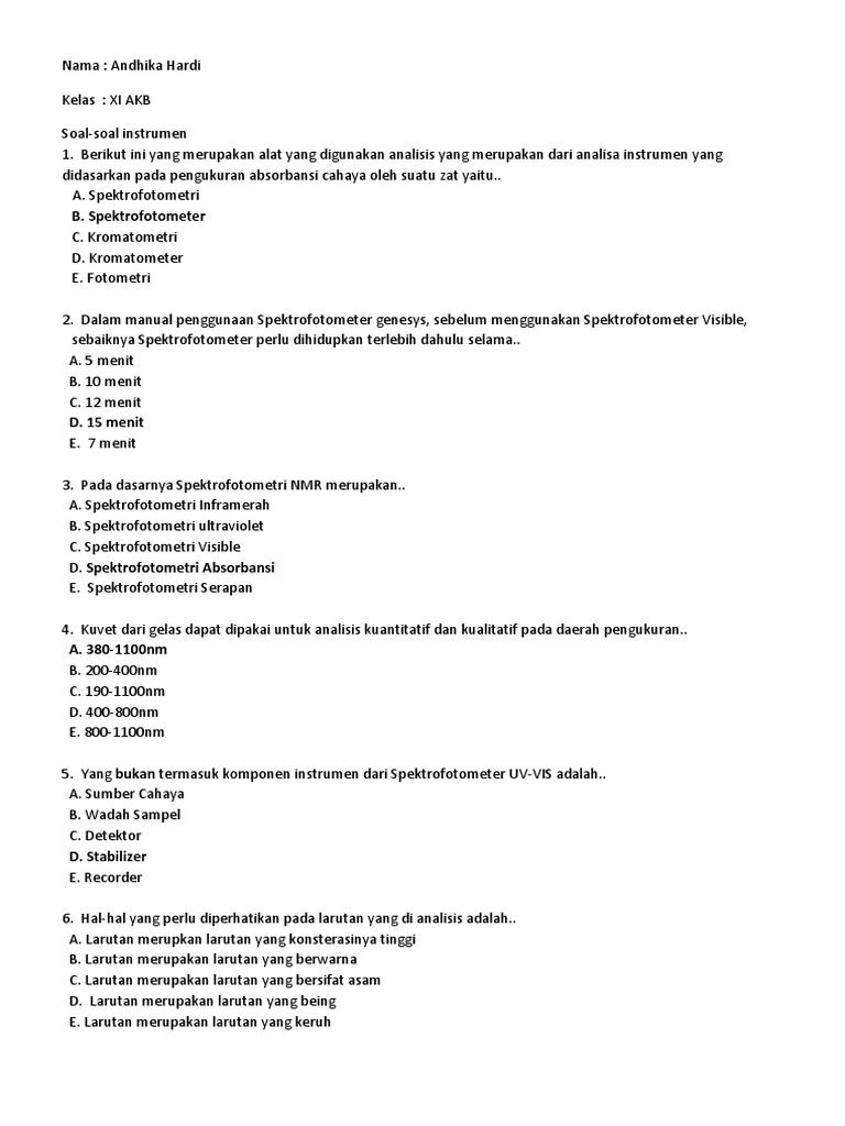 Contoh Soal Instrumen | PDF