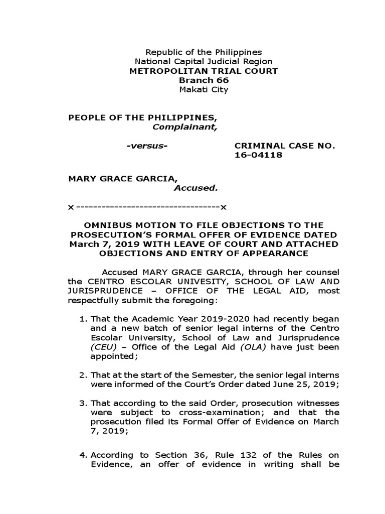 Omnibus Motion | PDF | Prosecutor | Evidence