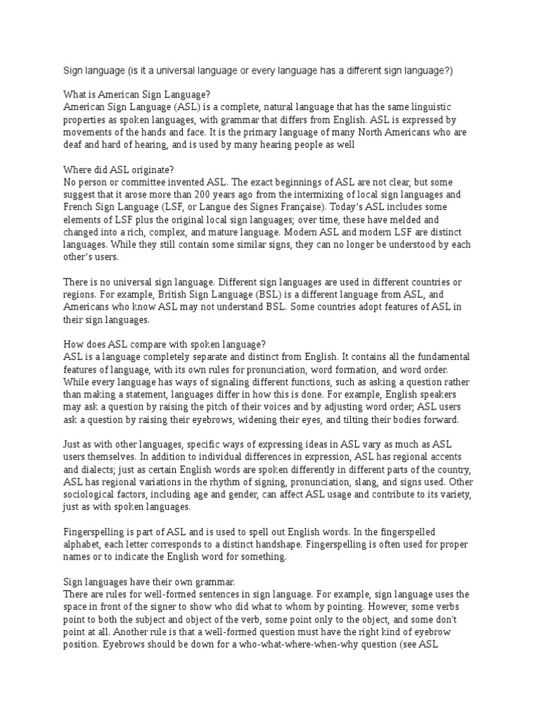 Sign Language | PDF | Sign Language | American Sign Language