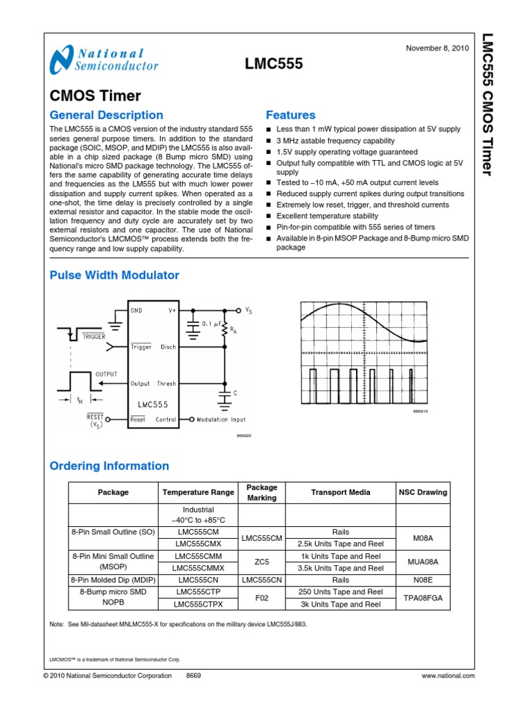 LMC555 | PDF | Electrical Circuits | Electronic Circuits