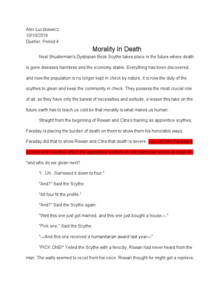 Morality in Neal Shusterman's Scythe | PDF | Philosophy | General Fiction