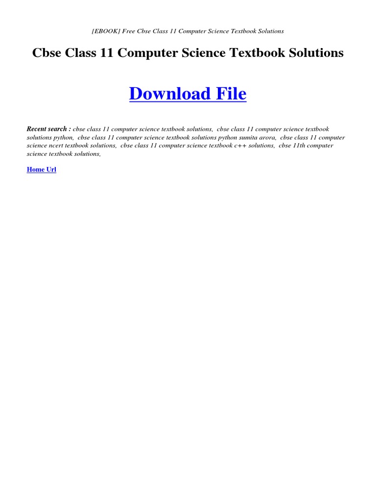 Cbse Class 11 Computer Science Textbook Solutions PDF | PDF | Computers