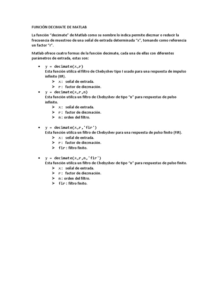 Función Decimate de Matlab | PDF