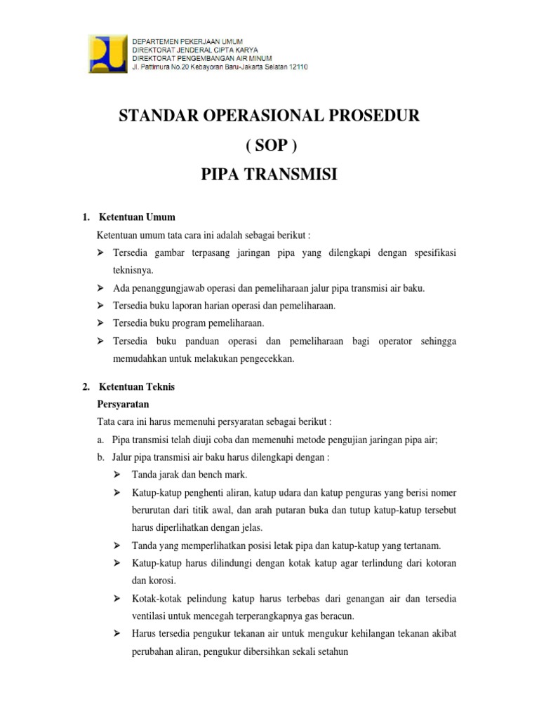 SOP Unit Transmisi | PDF
