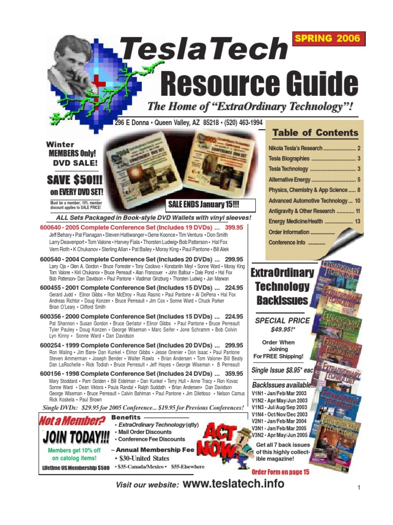 TeslaTech Resource Guide Catalog | PDF | Nikola Tesla | Radio