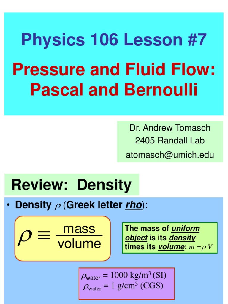 Fluid Pressure and Flow Principles | PDF | Buoyancy | Pressure
