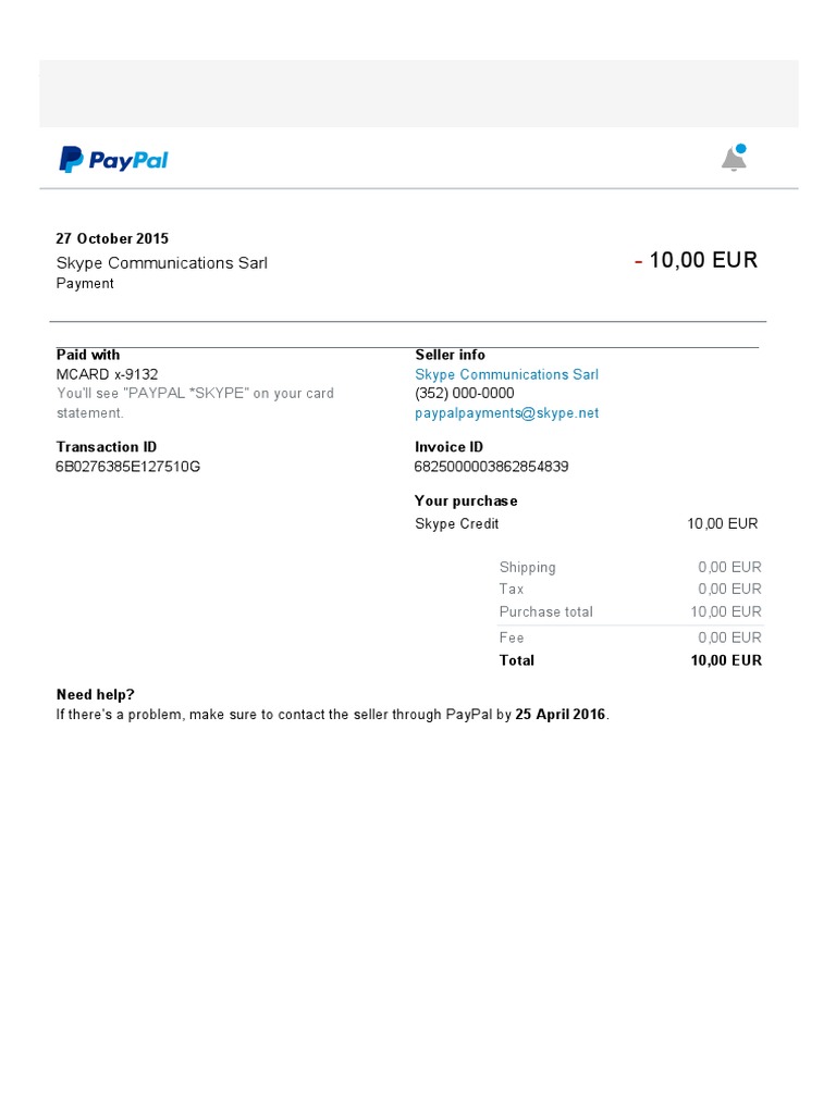 PayPal Transaction Details | PDF