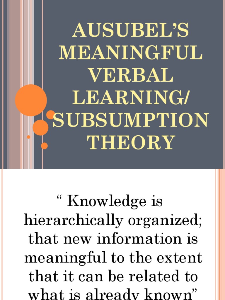 Ausubel's Meaningful Verbal Learning | PDF | Hierarchy | Concept