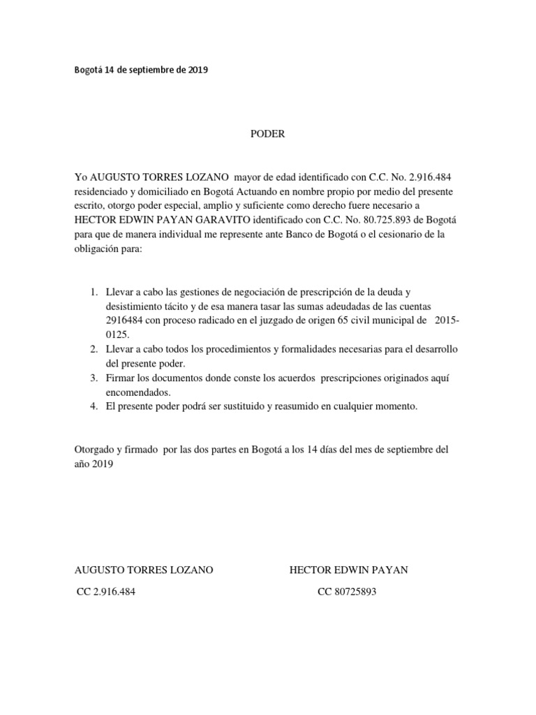 Poder Augusto Torres | PDF | Negocios | Derecho