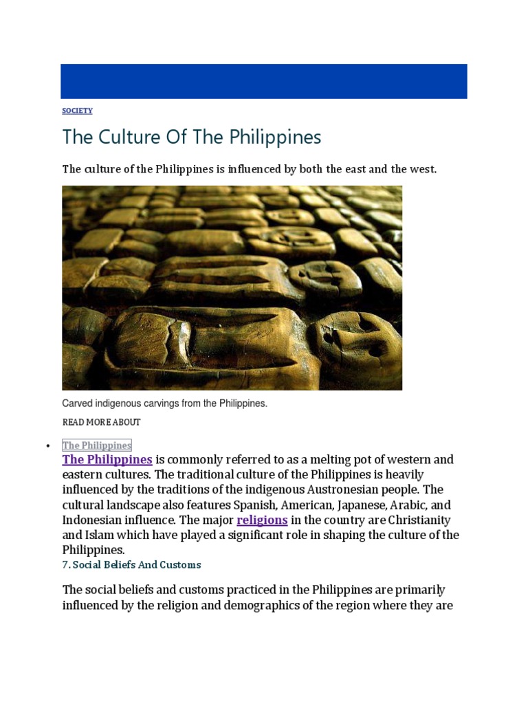 Culture of The Philippines | PDF | Philippines | Clothing
