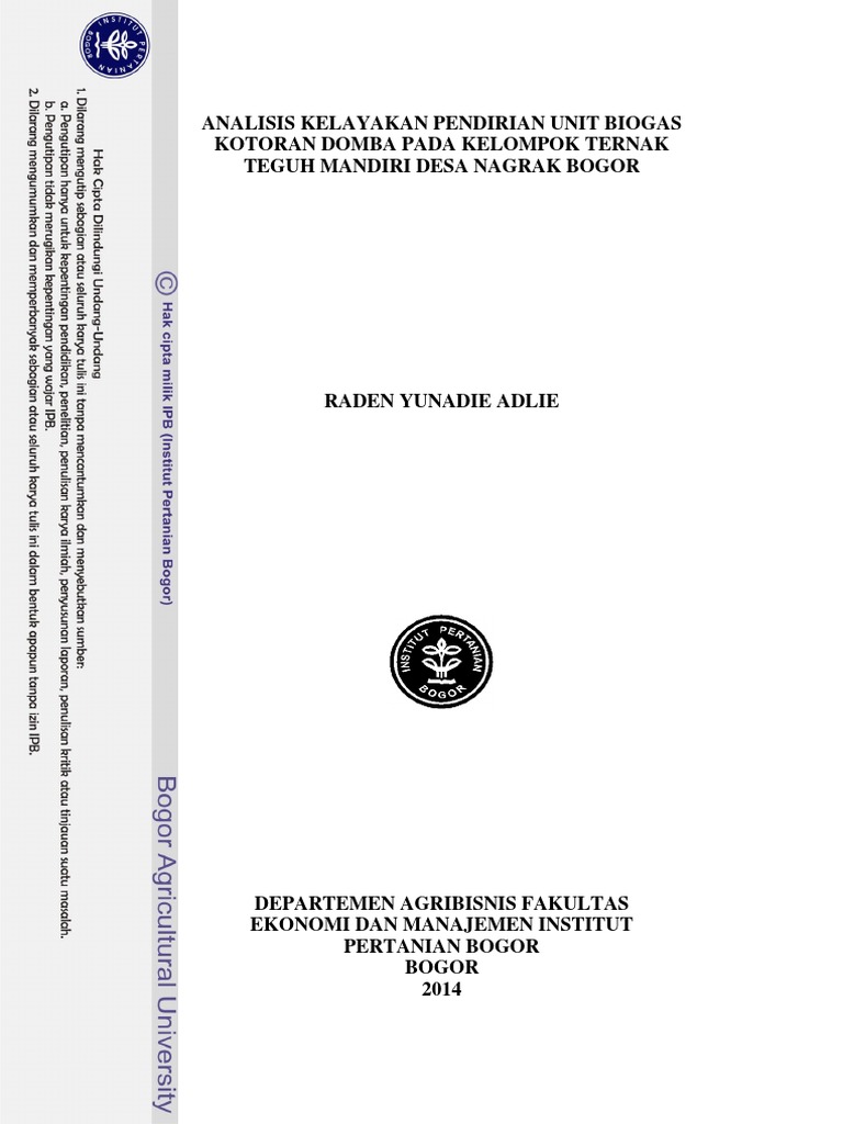 Kelayakan Unit Biogas Kotoran Domba | PDF | Bisnis