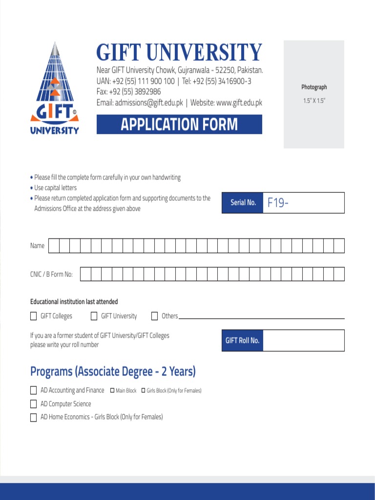 Admission Form PDF | PDF | Bachelor Of Science | Master Of Science