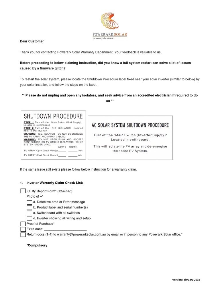 Faulty Report Form v3.2 Full Editable | PDF | Power Inverter | Solar Panel
