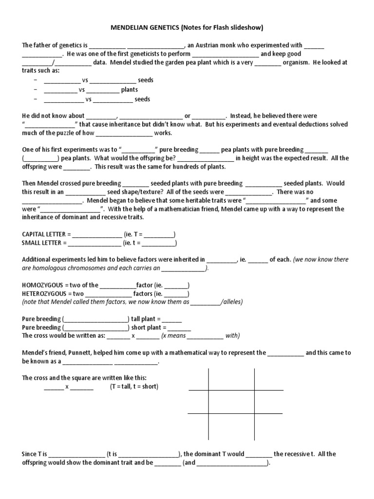 Mendelian - Genetics - Notes PDF | PDF | Dominance (Genetics) | Heredity