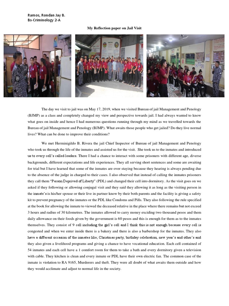 My Reflection Paper On Jail Visit | PDF | Prison | Punishments