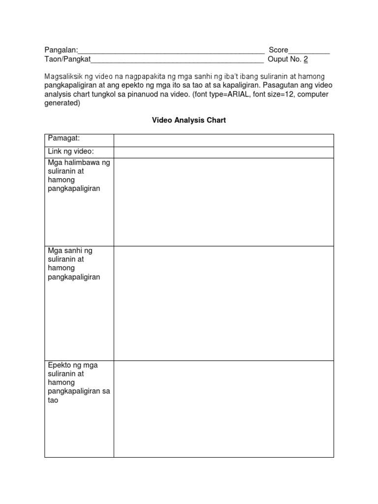 Video Analysis Rubric | PDF