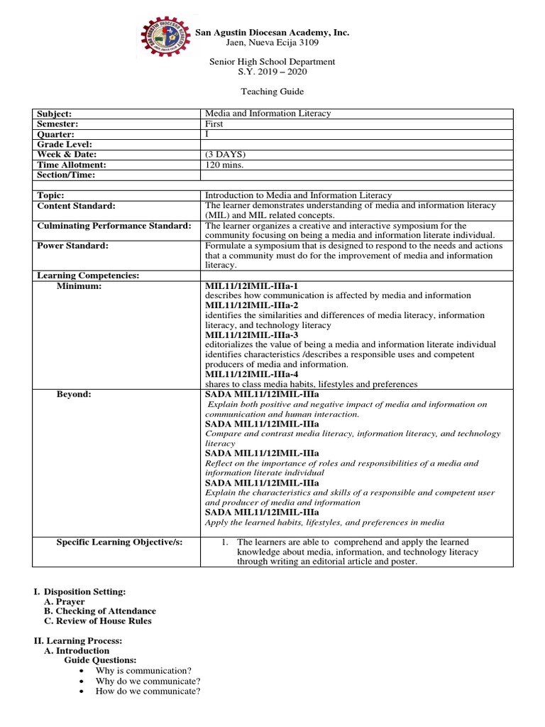 Media and Information Literacy Guide | PDF | Information Literacy ...
