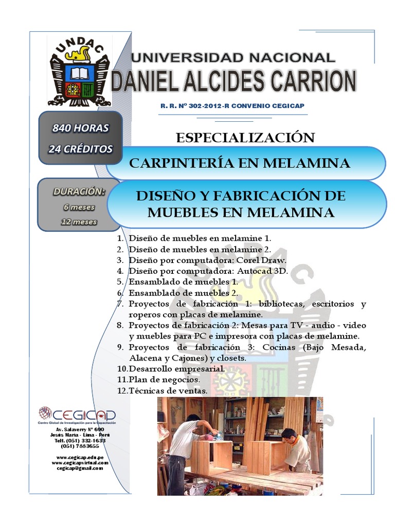 Programa Carpinteria en Melamina Undac PDF | PDF | Hogar, jardinería y bricolaje | Arte