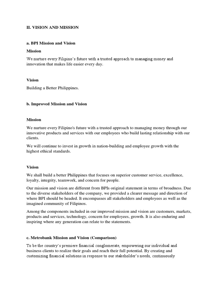 BPI Mission Vision | PDF | Facebook | Websites