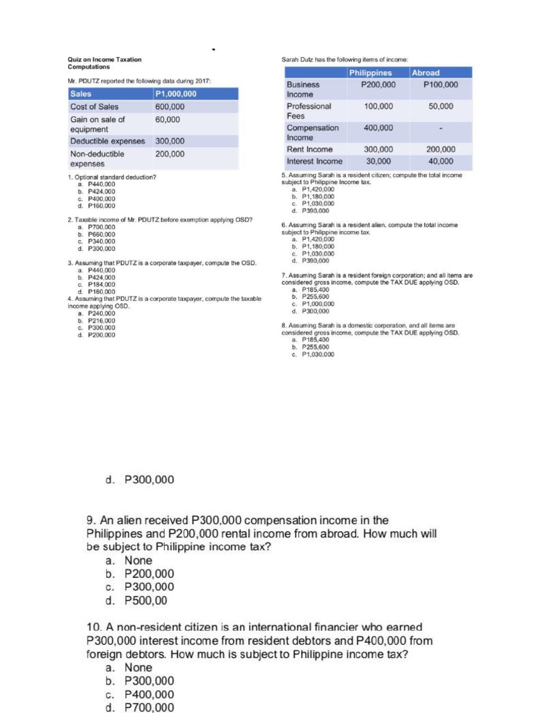 Sample Problems Applying TRAIN Law Income Tax PDF | PDF
