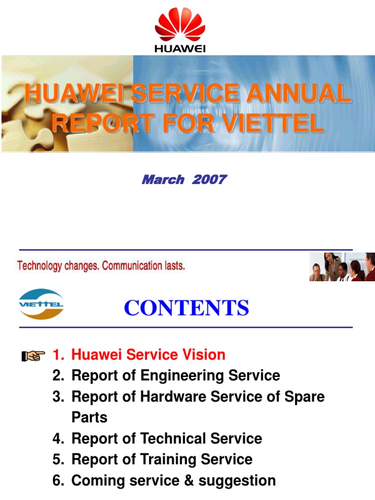 HUAWEI SERVICE ANNUAL REPORT FOR VIETTEL | PDF | Computer Network ...