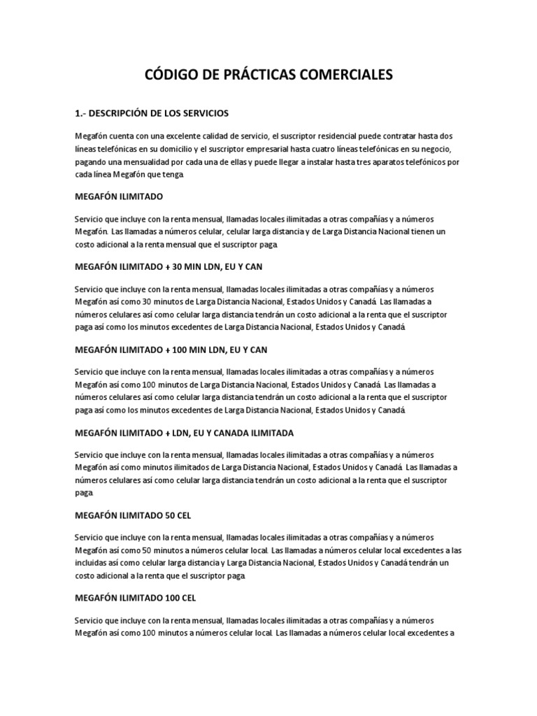 Codigo de Practicas Comerciales Telefonia | PDF | Teléfonos móviles | Business
