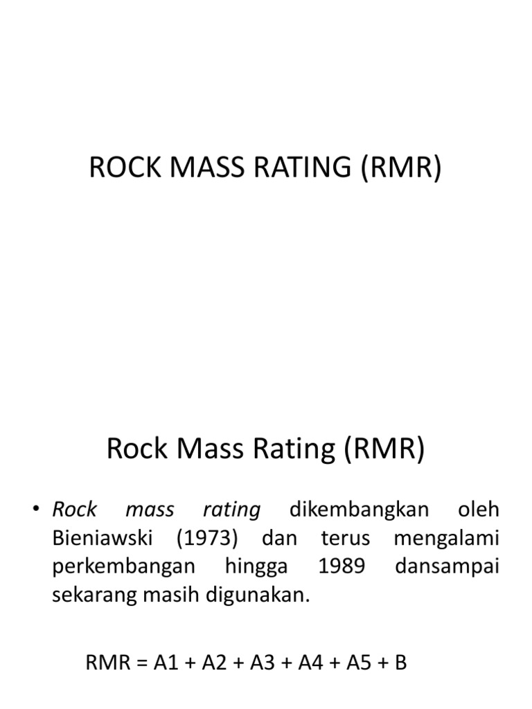 Rock Mass Rating (RMR) | PDF