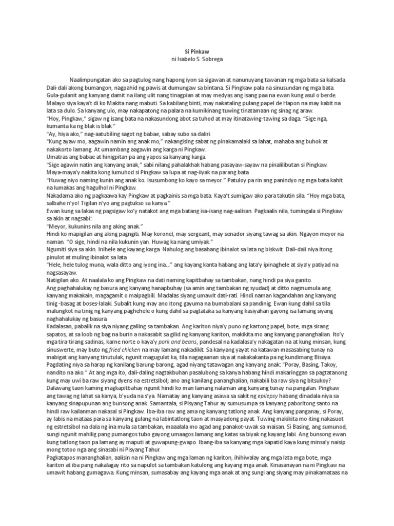 Si Pinkaw, 7 Islang Makasalanan | PDF