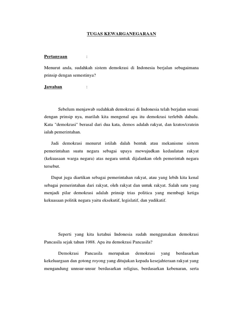 Tugas KWN Opini Demokrasi | PDF