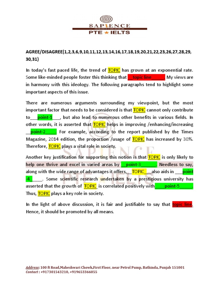 Pte Essay Format | PDF