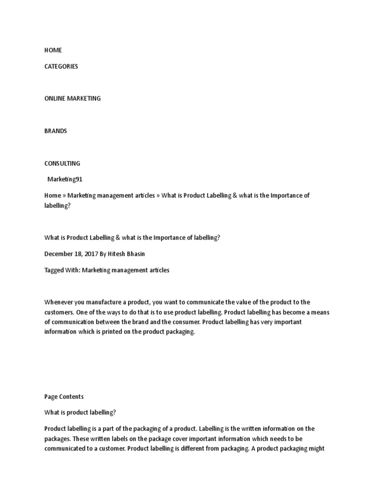 Product Label | PDF | Brand | Packaging And Labeling