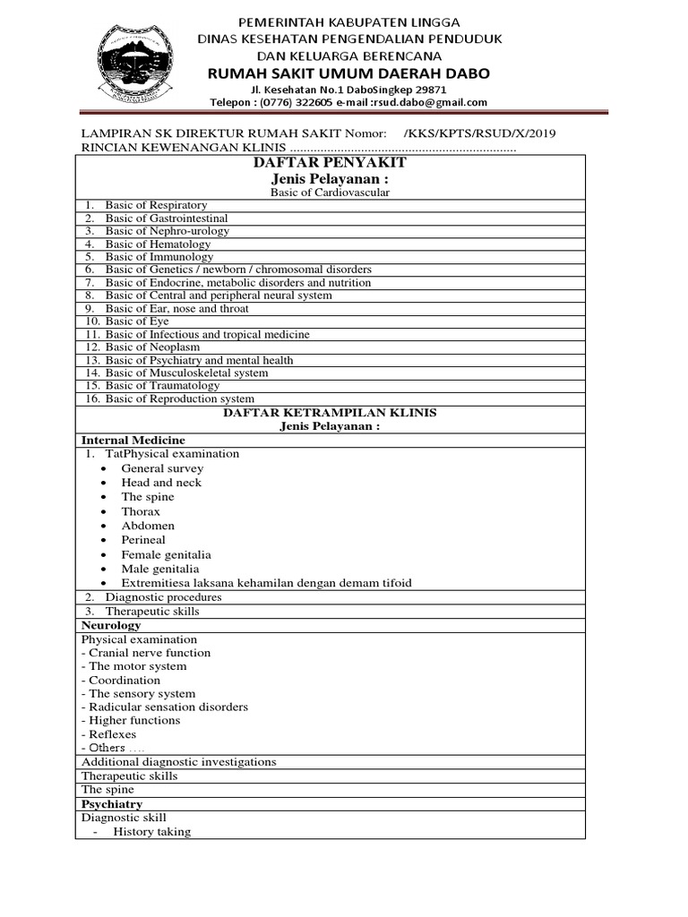 Form SPK Dan RKK Dokter Umum-1 | PDF | Physical Examination | Otorhinolaryngology