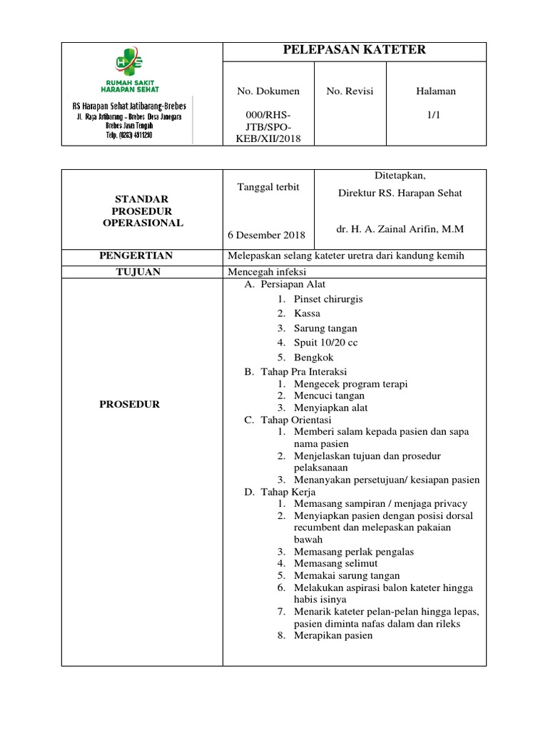 Sop Pelepasan Kateter | PDF