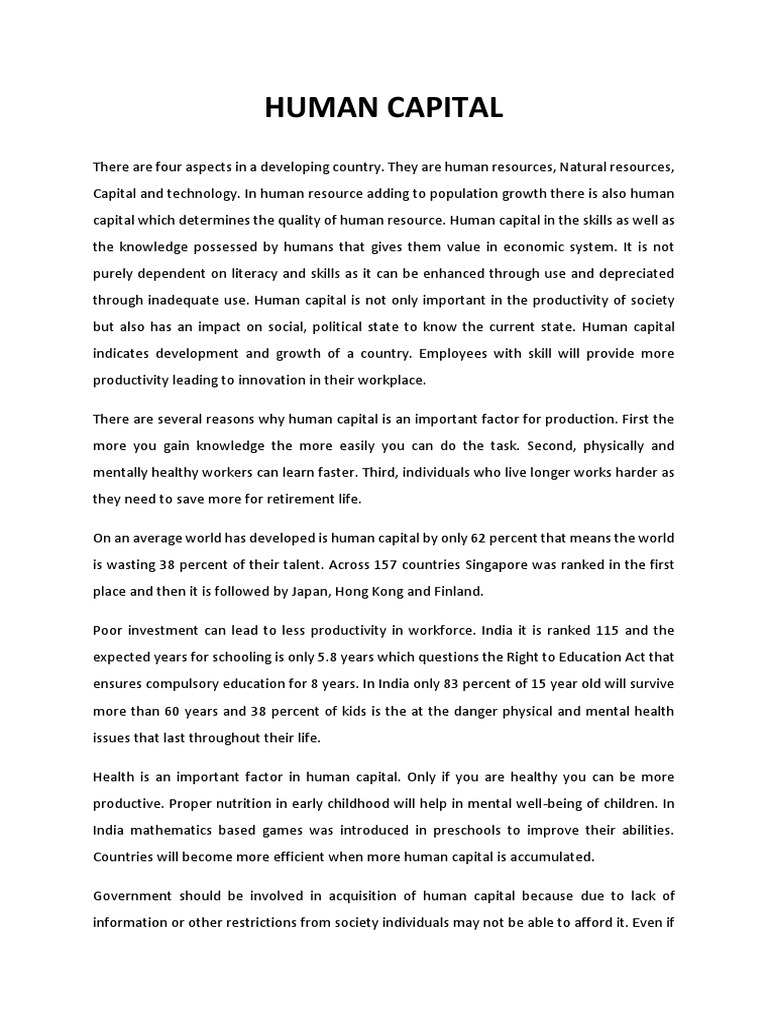Human Capital | PDF | Human Capital | Economic Growth