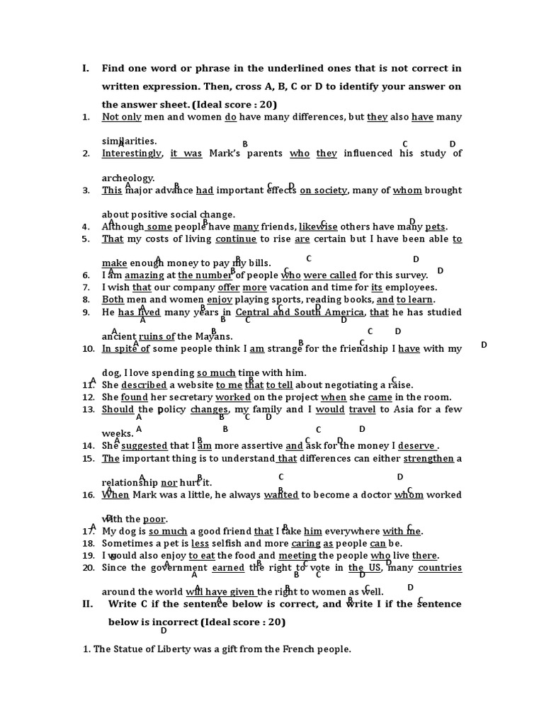 Grammar Test | PDF | Bat