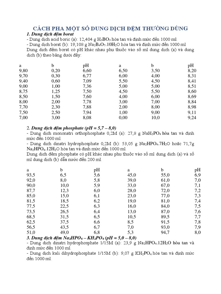 Cách Pha Dung Dịch Đệm pH | PDF