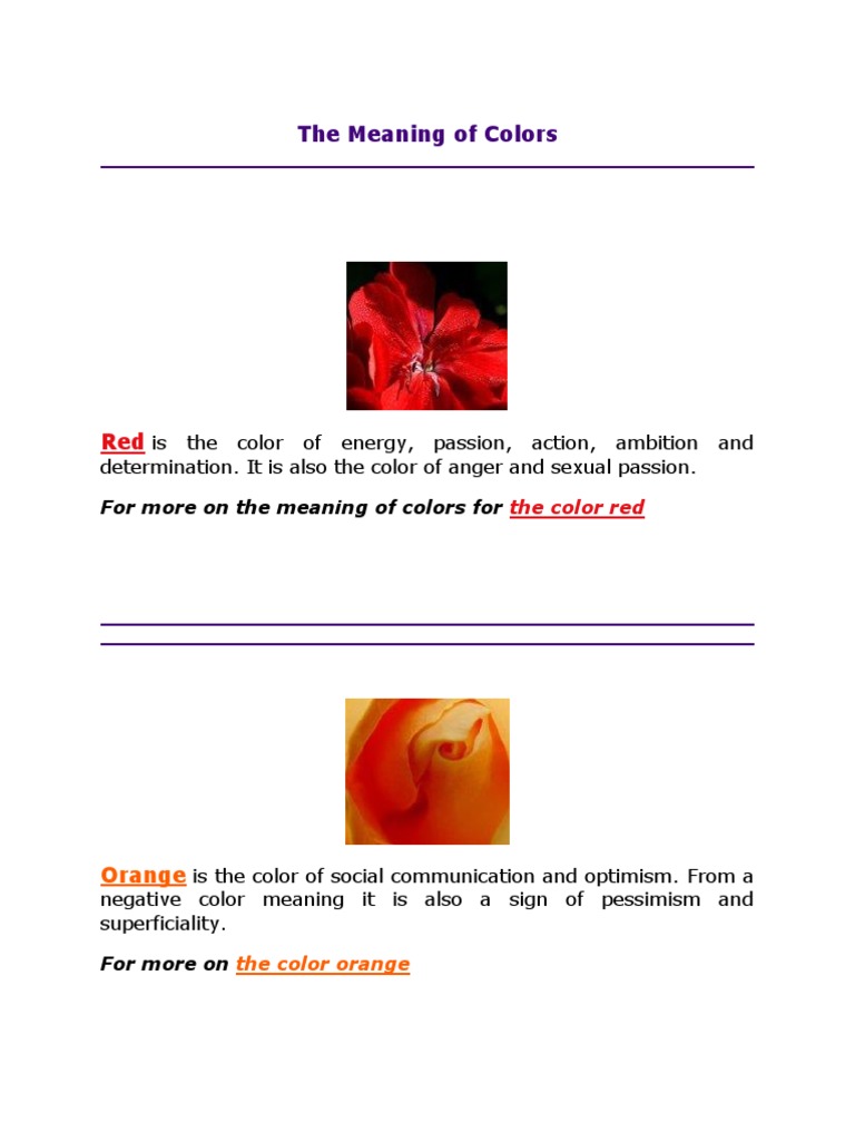 Color Meanings: Red and Orange Insights | PDF | Optimism | Color